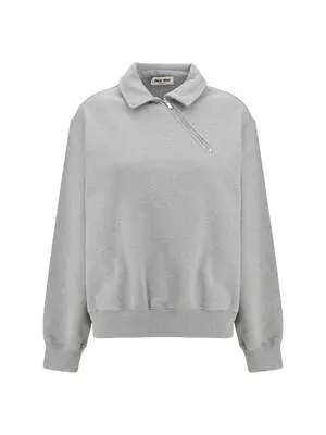 Miu Miu Sweatshirt With Oblique Zip Closure - Gray