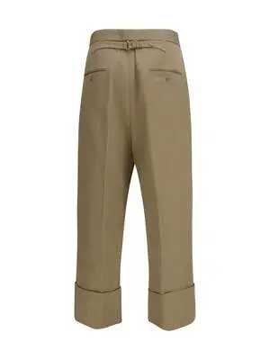 Thom Browne Cotton Gabardine Pants With Double Pleats
