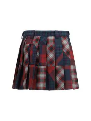 Miu Miu Pleated Patchwork Tartan Mini Skirt