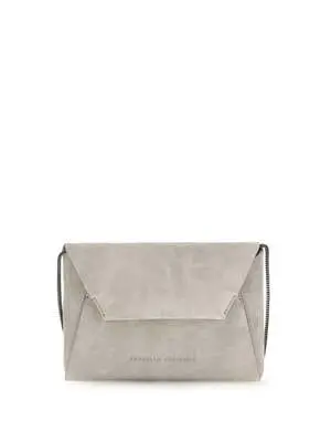 Brunello Cucinelli Bc Duo Suede Clutch Bag - Gray