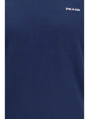 Prada C-neck Knit In Cotton - Blue