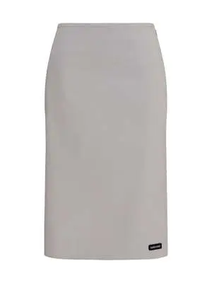 Miu Miu Stretch Cotton-blend Midi Skirt - Gray