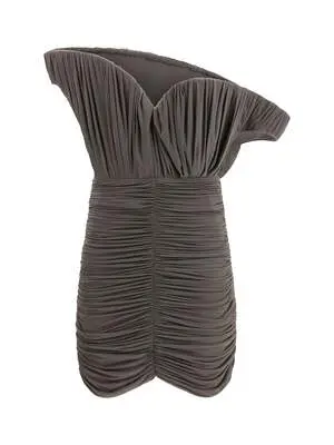 Magda Butrym Asymmetrical Petal Mini Dress - Brown