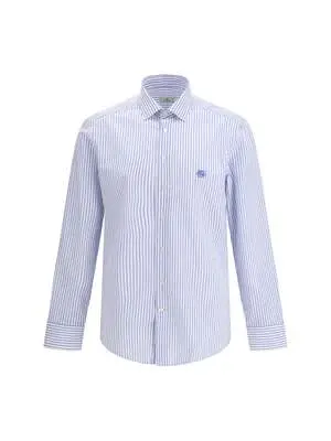 Etro Striped Cotton Shirt With An Embroidered Pegaso Logo On The Chest - Multicolor