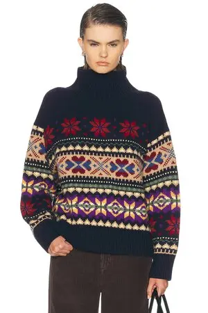 Polo Ralph Lauren Long Sleeve Turtleneck Sweater In Multi - Navy Multi