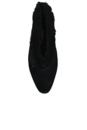 JIMMY CHOO Suede Shearling Margot Flat