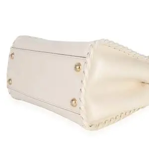 Fendi Cream Vitello King Interlace Peekaboo Iconic Satchel