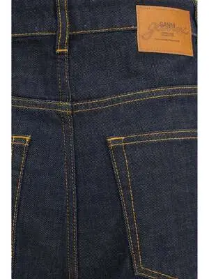 GANNI Slub Denim Fold Jeans - Blue