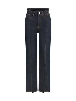 GANNI Slub Denim Fold Jeans - Blue