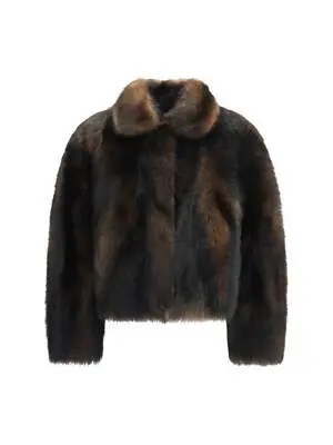 Brunello Cucinelli Soft Shearling Jacket With Shiny Zipper Pull - Brown