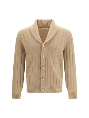 Brunello Cucinelli Ribbed Cashmere Cardigan - Cream