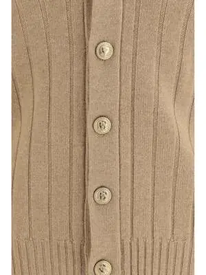 Brunello Cucinelli Ribbed Cashmere Cardigan - Cream