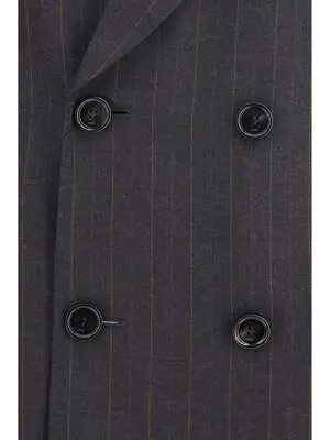 AMI Paris Striped Wool Double Breasted Blazer