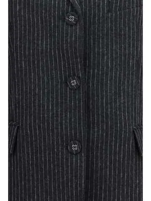 GANNI Pinstripe Wool Blazer