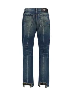 Versace Distressed Straight-leg Jeans