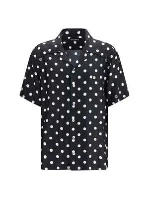 Dolce & Gabbana Polka Dot Silk Twill Shirt - Black