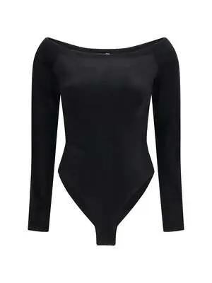 Alaïa Velvet Off-shoulder Bodysuit - Black