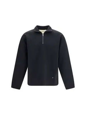 Valentino Garavani Half-zip High-neck Jersey Sweatshirt - Black