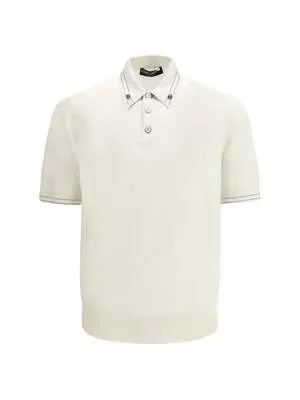 Dolce & Gabbana Silk Polo With Collar And Short Sleeves - Multicolor