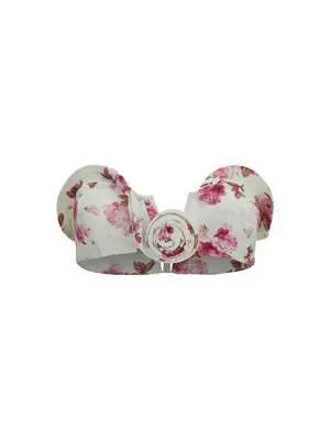 Magda Butrym Sculptural Floral-print Bandeau Swim Top - Multicolor