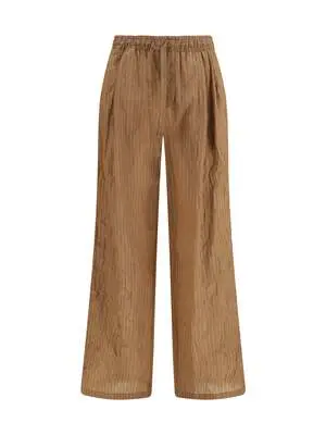 Dolce & Gabbana Vanity Pants In Striped Froissé Fabric - Brown