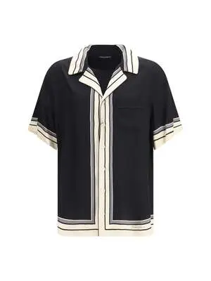 Dolce & Gabbana Hawaii Shirt With Logo And Striped Print - Multicolor