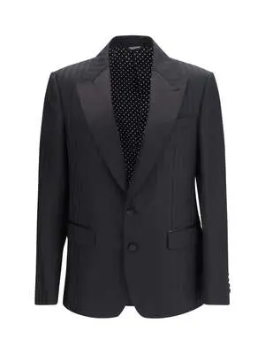 Dolce & Gabbana Striped Peak-lapel Blazer - Black