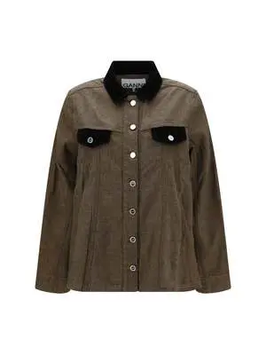 GANNI Neppy Denim Overshirt - Brown