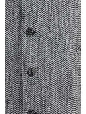 Dolce & Gabbana Chevron Wool-blend Single-breasted Coat - Gray