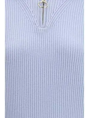 FORTE_FORTE Wool And Cashmere Half Zip Sweater - Blue