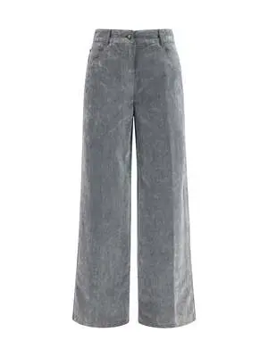 FORTE_FORTE Wide Leg Jeans In Flocked Denim - Gray