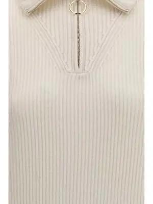 FORTE_FORTE Wool And Cashmere Half Zip Sweater - White