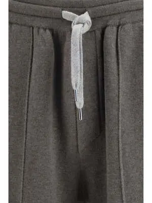 Brunello Cucinelli Double-knit Cashmere Pants With Crête And Zips At The Hem - Green