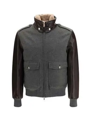 Brunello Cucinelli Membrane Finished Cashmere Beaver Bomber - Gray