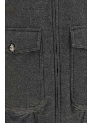 Brunello Cucinelli Membrane Finished Cashmere Beaver Bomber - Gray