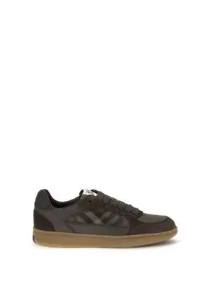 Burberry Terrace Check Leather And Suede Sneakers - Brown
