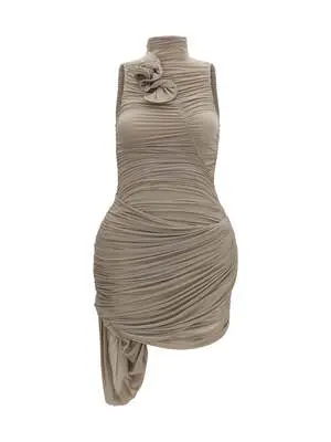 Magda Butrym Draped High-neck Dress - Cream