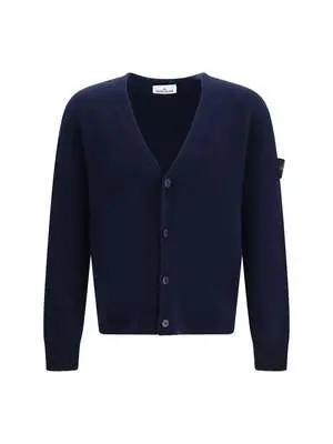 Stone Island Alpaca And Wool-blend V-neck Cardigan - Blue