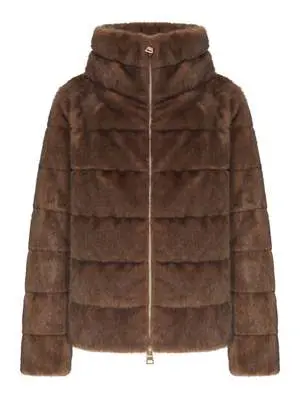Herno Bomber Jacket In Faux Fur - Multicolor