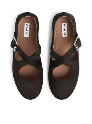 Alaïa Crossed Ponyskin Ballerinas