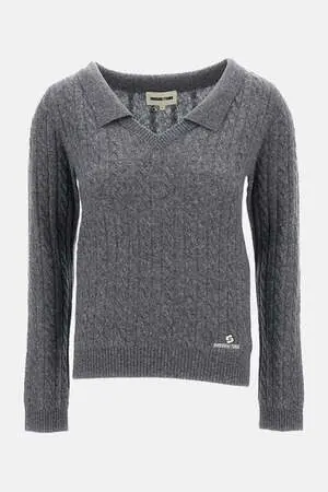 SHUSHU/TONG Maglia A Trecce Scollo A V - Grey