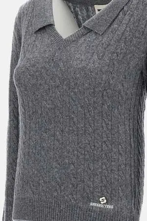 SHUSHU/TONG Maglia A Trecce Scollo A V