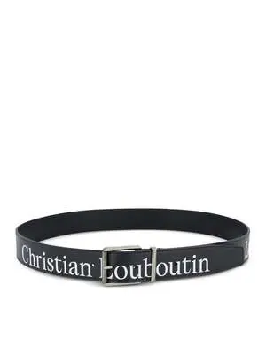 CHRISTIAN LOUBOUTIN Leather Belt With Logo Print - Black