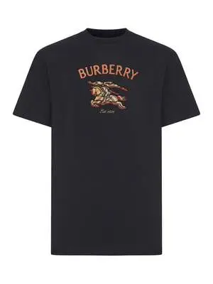 Burberry Cotton T-shirt With Knight Check - Black