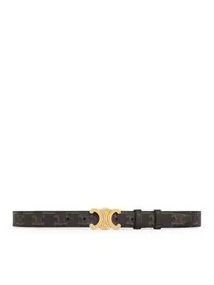 Celine Medium Triomphe Belt In Triomphe Leather Canvas - Tan