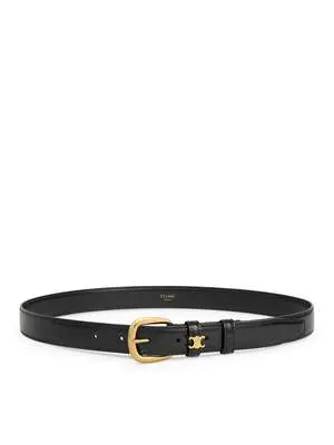 Celine Vivienne Medium 25mm Tauralillon Leather Belt - Black