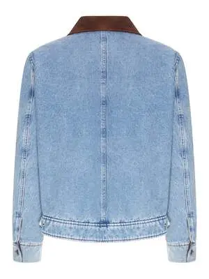 AMI Paris De Coeur Denim Jacket With Contrast Collar - Blue