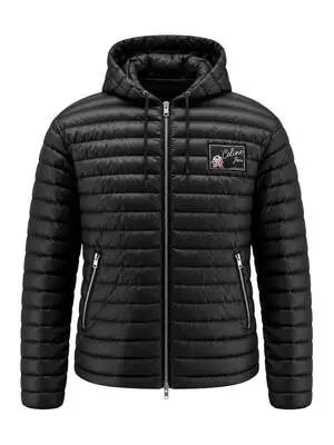 Celine Hooded Down Jacket With Logo Patch