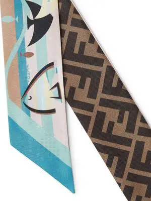 Fendi Wrappy Bandeau In Blue Printed Silk