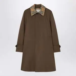 Burberry Cotton Trench Coat With Check Collar